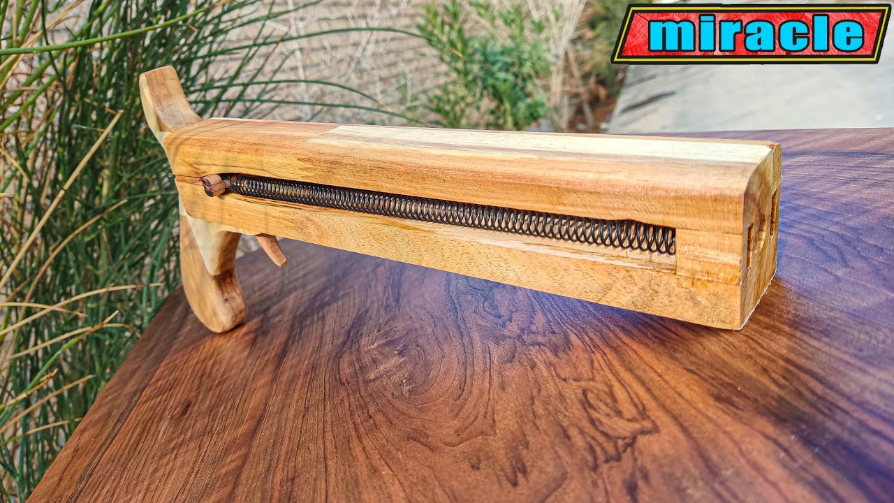 wooden slingshot gun - amazing and strong - YouTube