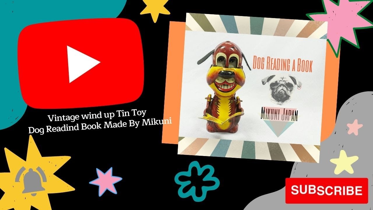 Vintage Tin wind up Toy Reading Dog Made By Mikuni - YouTube