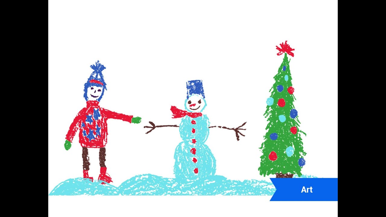 Winter Painting using Crayons - YouTube