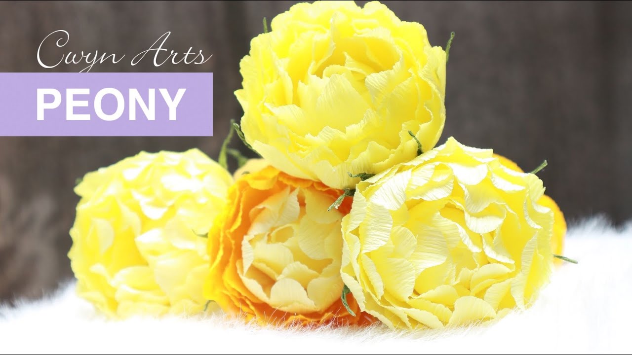 DIY How to make a flower | Yellow Peony Flower - YouTube