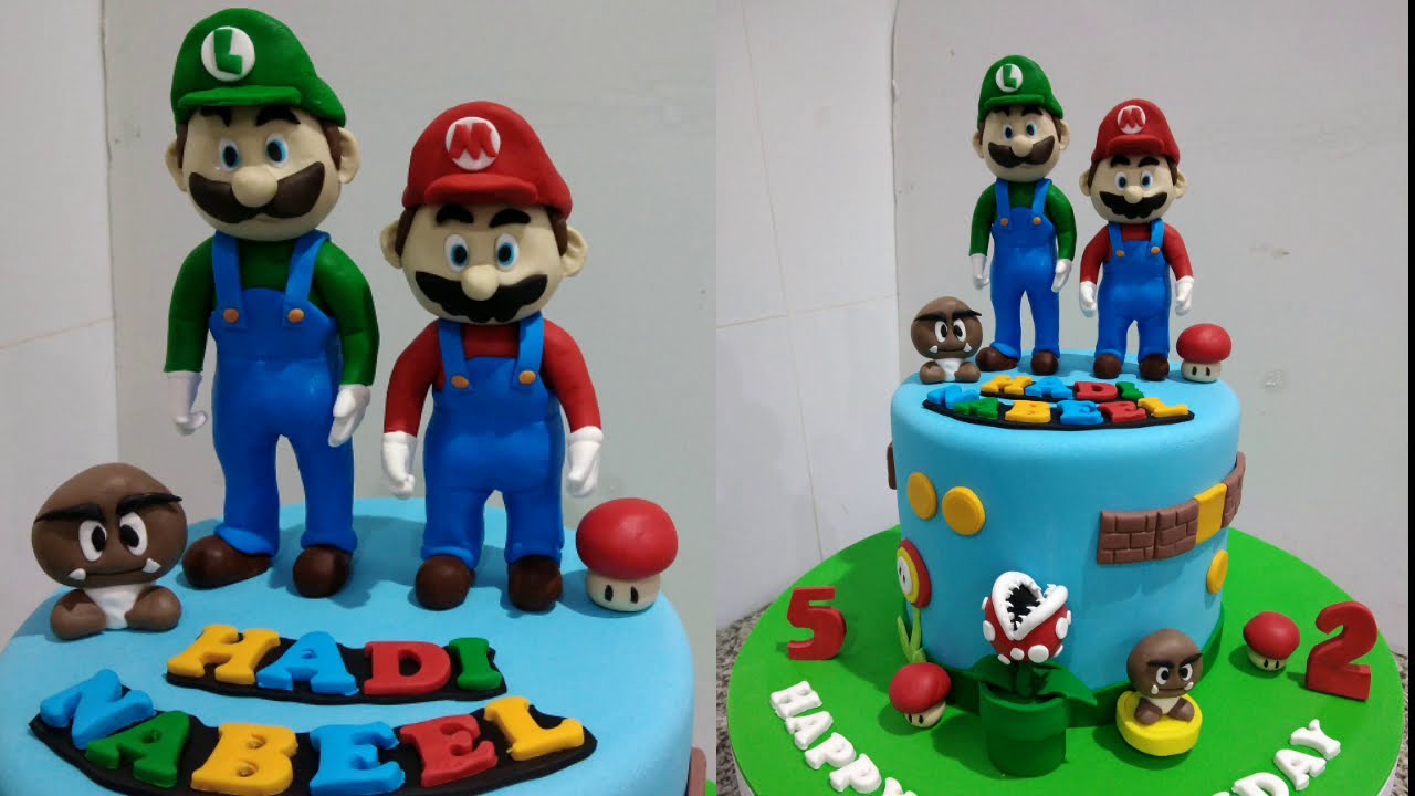 Easy to make 3D Edible characters Super Mario Themed Birthday Cake ...