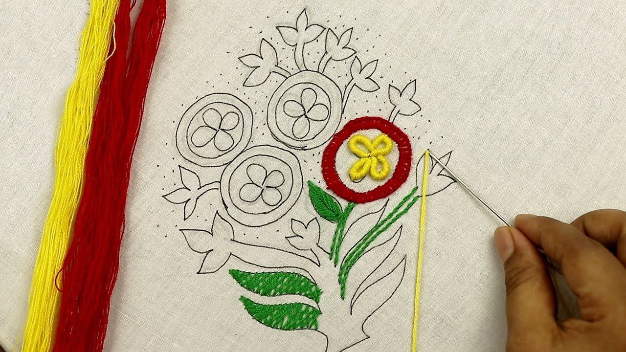 Gorgeous yellow flower embroidery design with beautiful embroidery ...