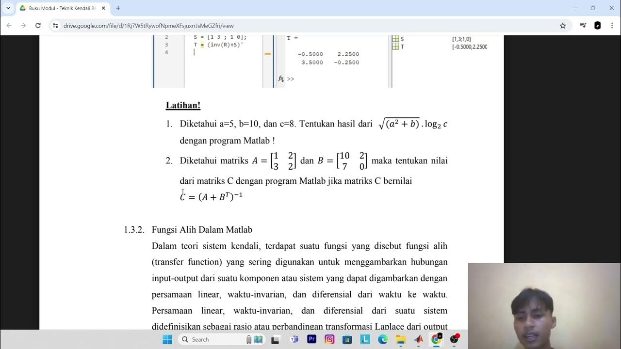 TEKNIK KENDALI | DASAR DASAR MATLAB BAB I - YouTube