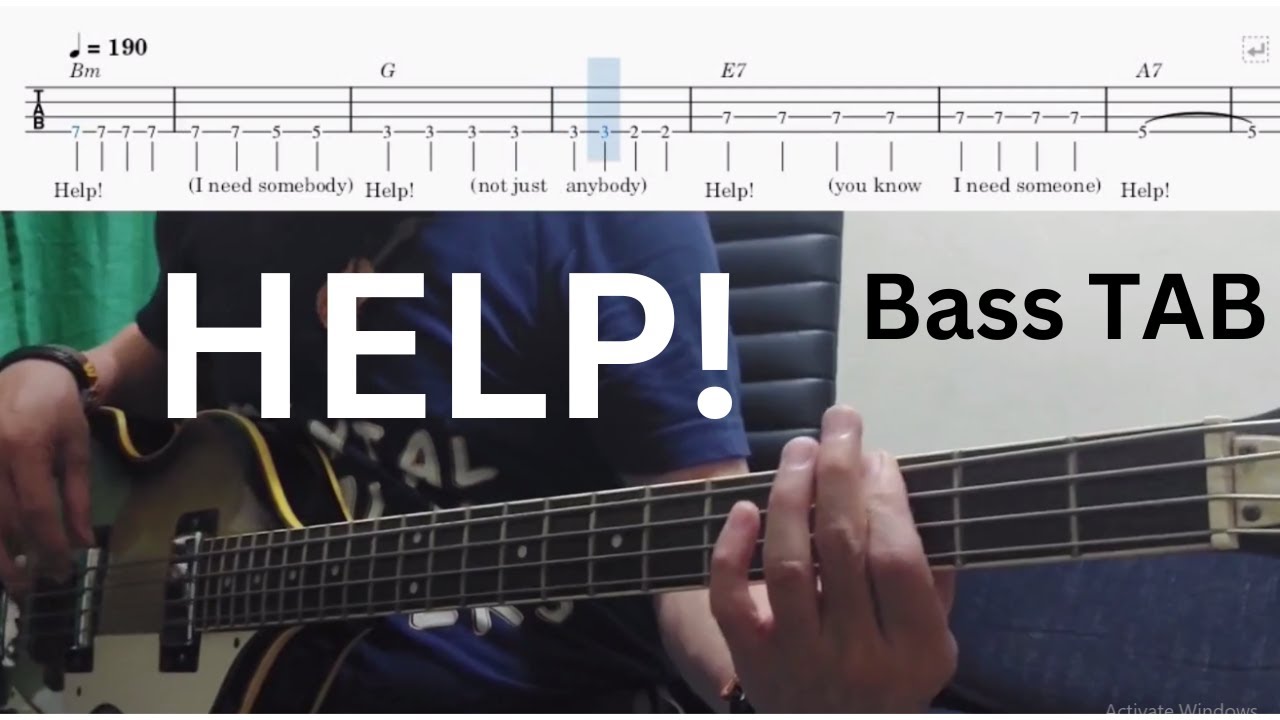 HELP! - The Beatles - Bass Tab & Demo @TeacherBob - YouTube