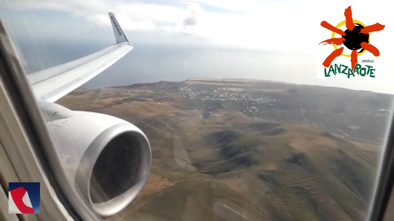 Approach from the North to Lanzarote Arrecife airport | Rynair Boeing ...