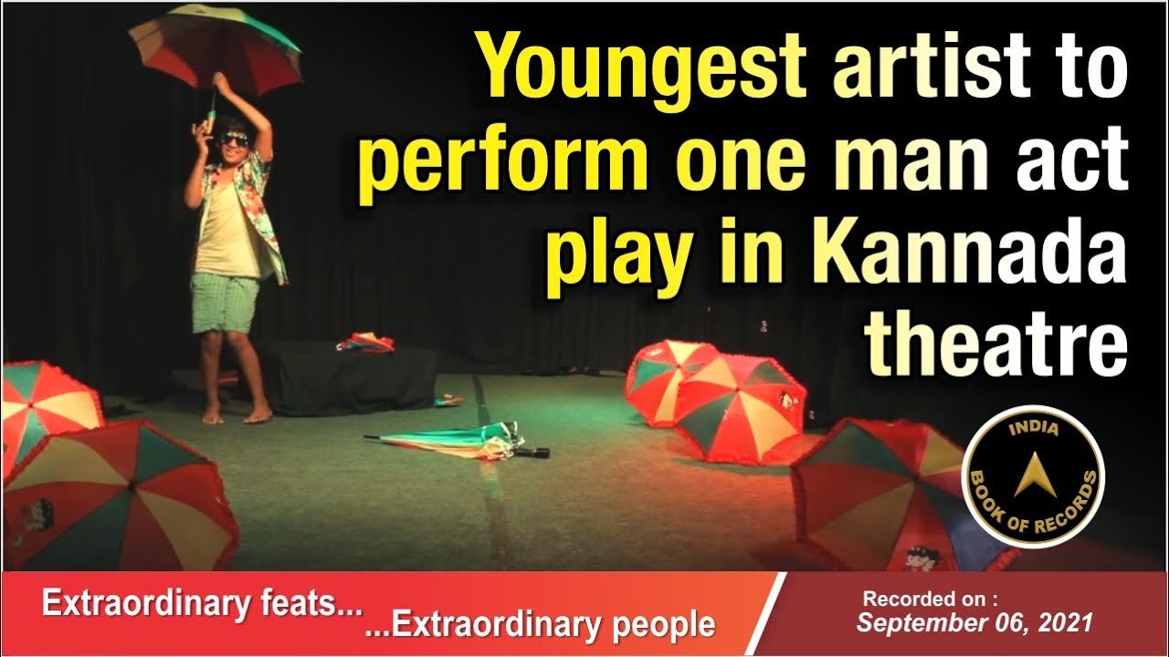 Youngest artist to perform one man act play in Kannada theatre - YouTube