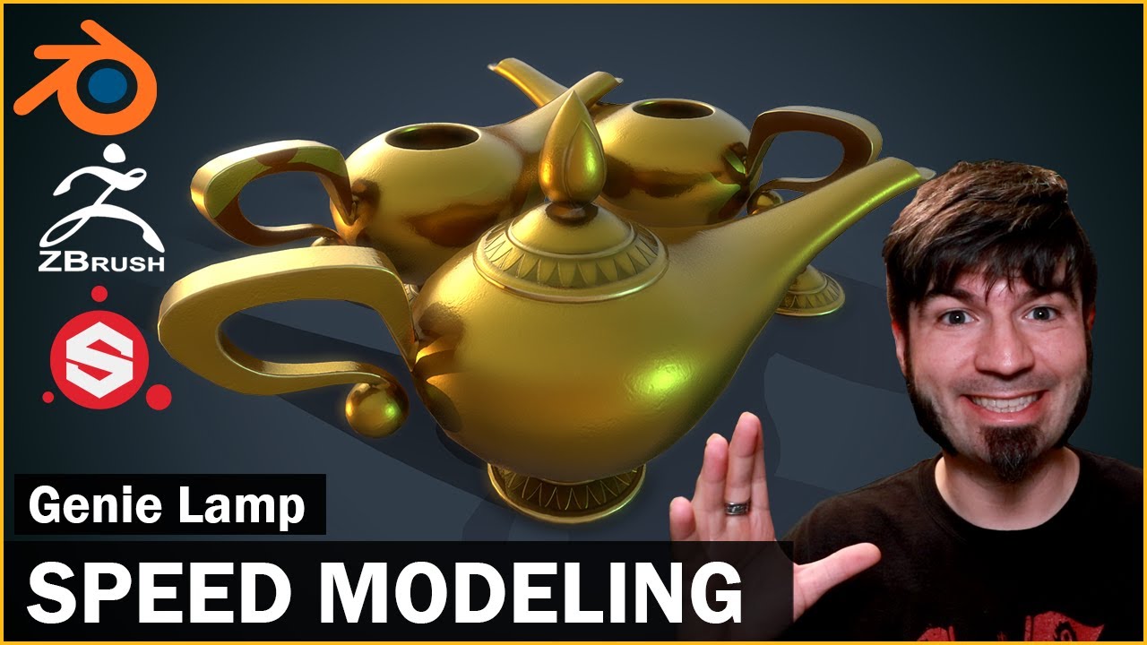 Blender 2.8 3D Speed Modeling - Stylized Genie Lamp Prop - YouTube