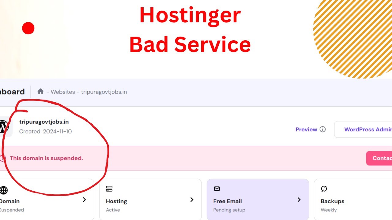 Hostinger Web hosting review, Bad Service, Suspended Domain without ...
