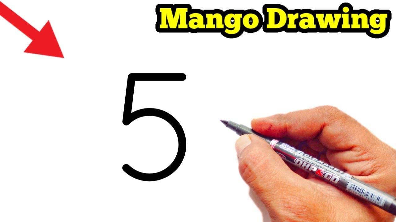 How to Draw Mango From Number 5 | Easy Mango Drawing | Number Drawing ...