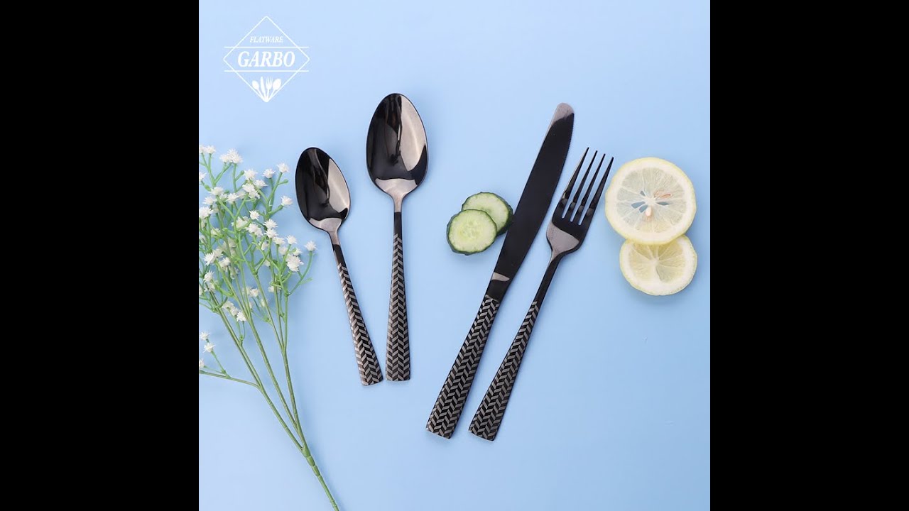 Laser design cutlery set with beauty handle design - YouTube