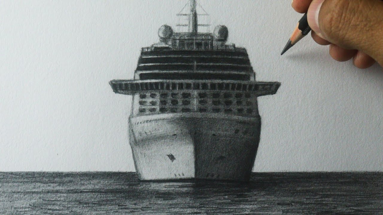 Como desenhar um NAVIO cruzeiro PASSO A PASSO narrado - YouTube