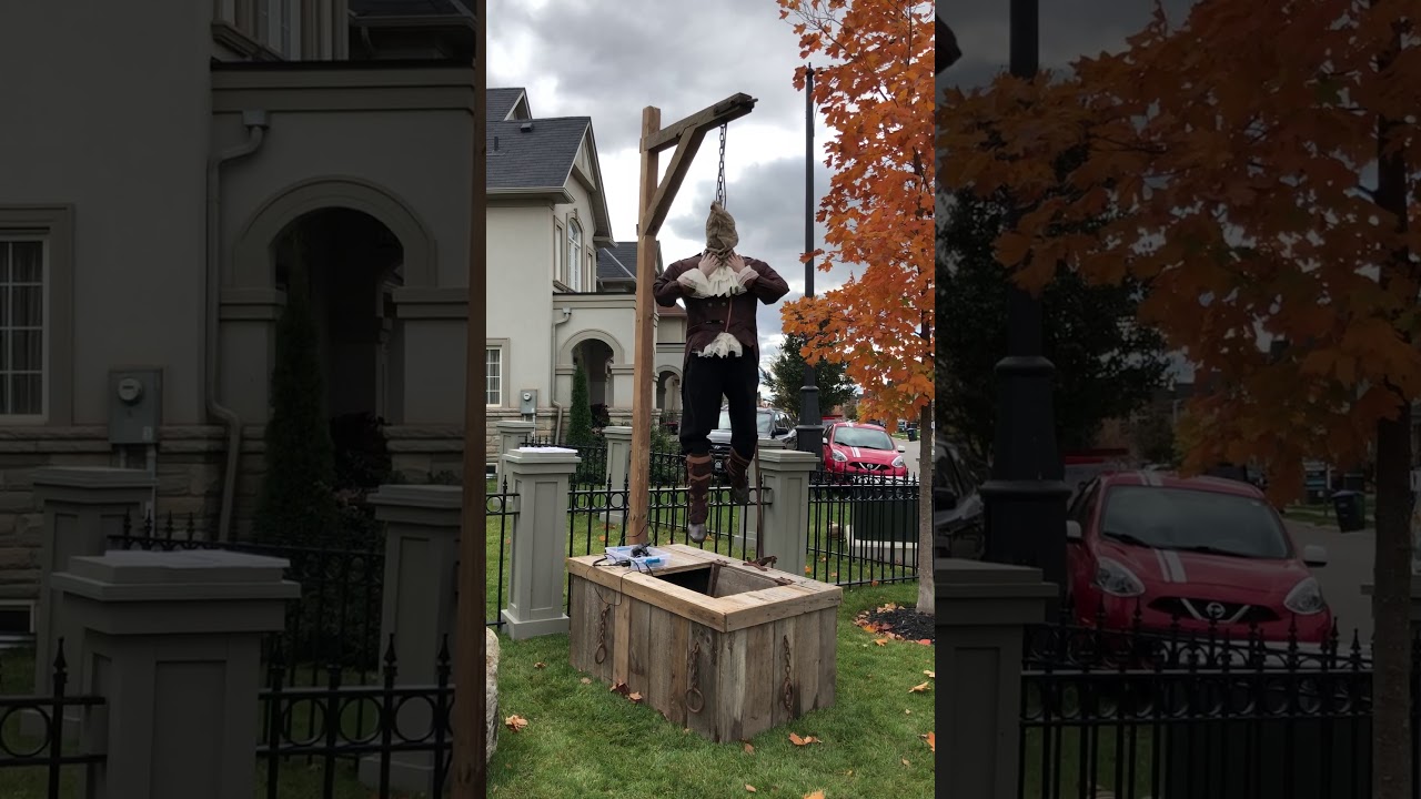 Halloween animated kicking hangman prop - YouTube