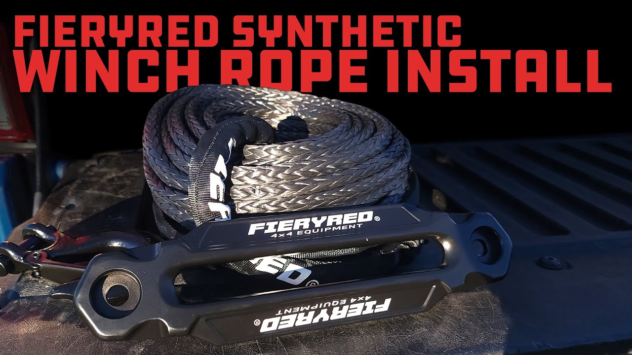 FieryRed Synthetic Winch Rope Install & Review - 3/8" 23,809Ib Rating ...