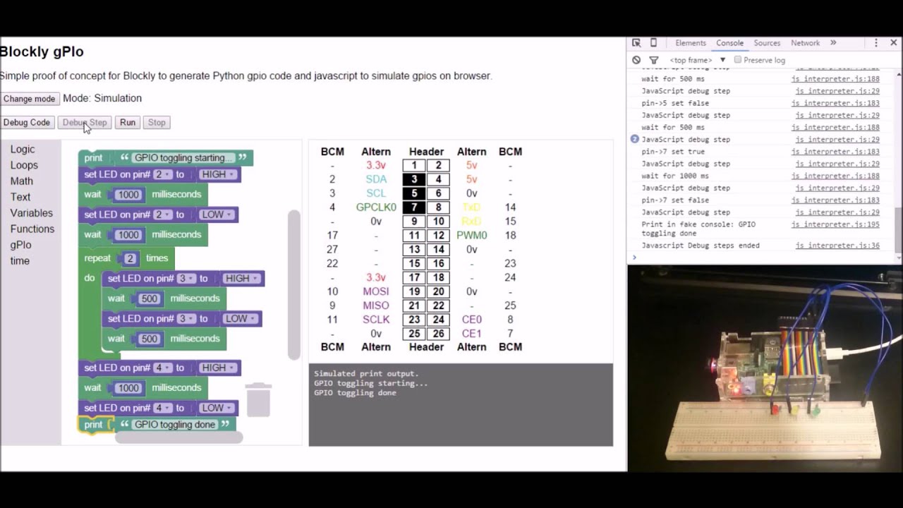 Blockly gPio proof of concept demo - YouTube