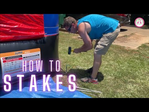 How to STAKES a Bounce House! Set up bounce house. - YouTube
