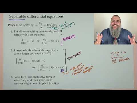 (DiffEQ, Fall 23) 04 - Separable differential equations - YouTube
