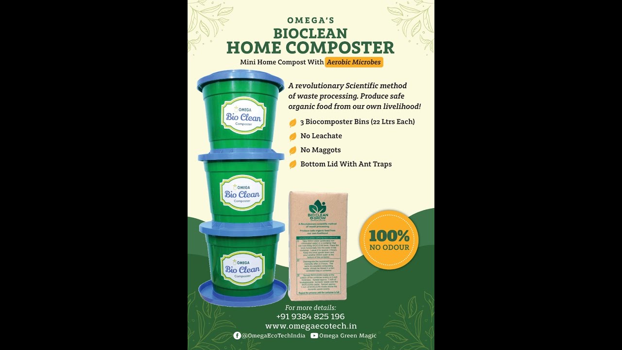 Omega Kitchen Waste Composting Bin & Bioclean - Practice composting and save nature. - YouTube