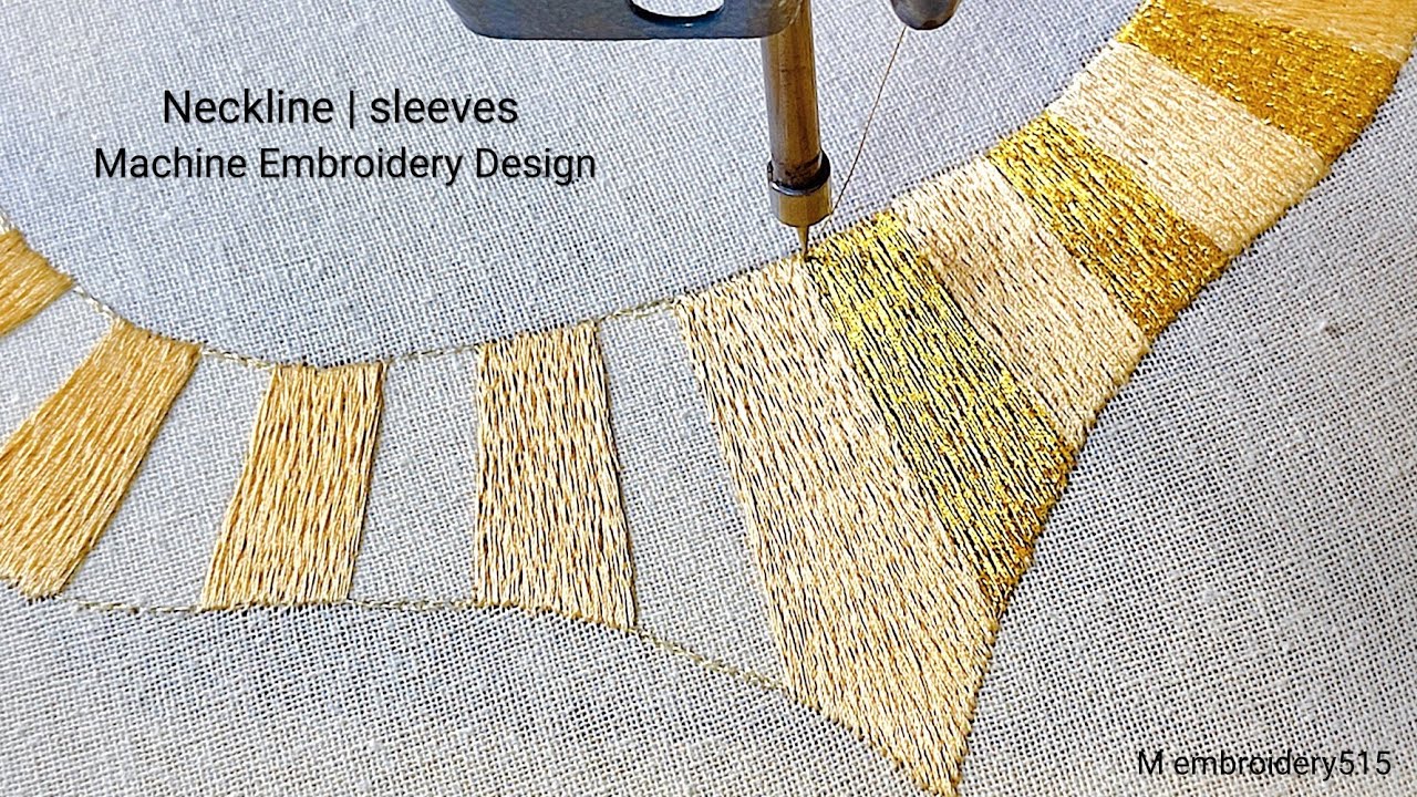 Neckline embroidery design | straight stitch | Machine embroidery ...