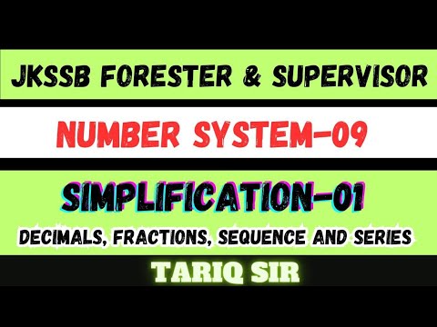 Number System | Lec 9 | Simplification -01 |Maths | JKSSB Forester & Supervisor Exams | - YouTube