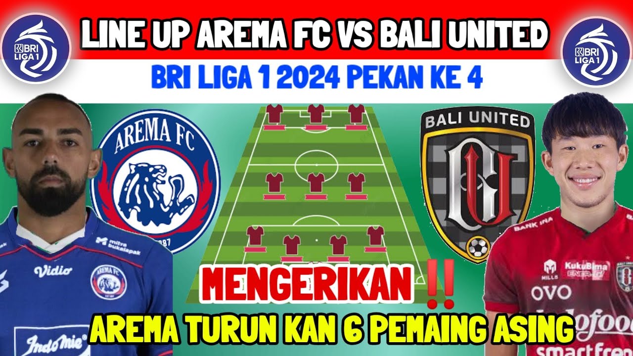MENGERIKAN‼️ LINE UP AREMA FC - 6 PEMAIN ASING DI TURUNKAN - AREMA FC VS BALI UNITED - BRI LIGA1 ...