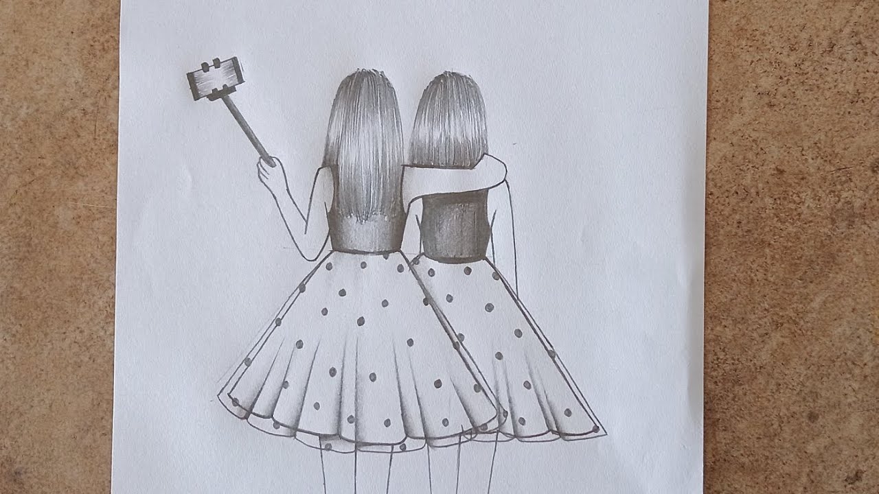 How to draw two girls best friends forever 💗||Best friends forever ...