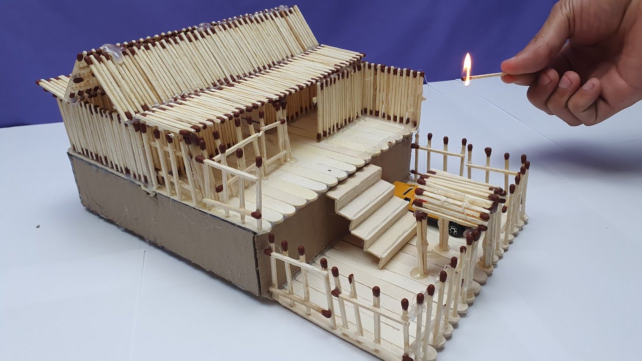 How to Make Match House Fire at Home - Match Stick House - YouTube