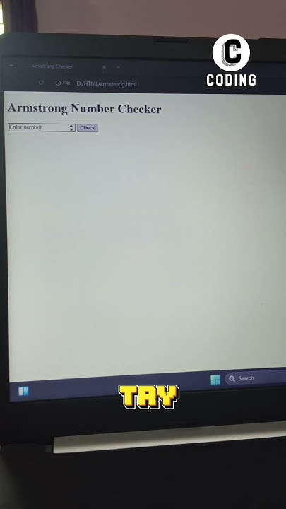 "Armstrong Number using HTML & JavaScript | Mini Project for Beginners"#html#javascript# ...