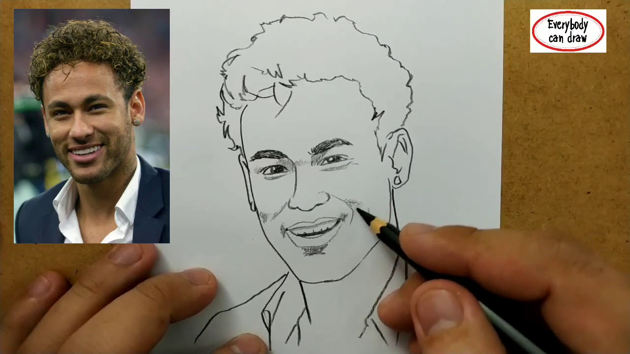 VERY EASY , How to draw neymar psg / learn drawing academy - YouTube