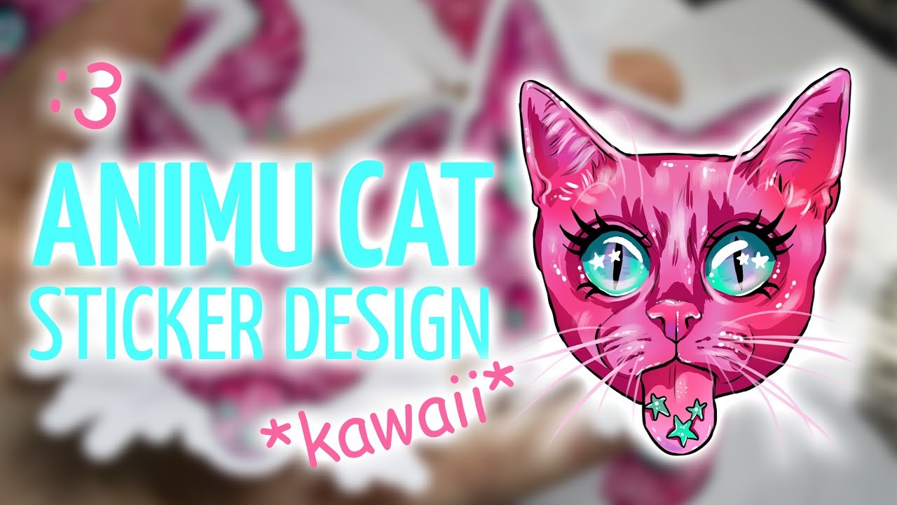 Animu Cat Sticker Design (Krita) - YouTube