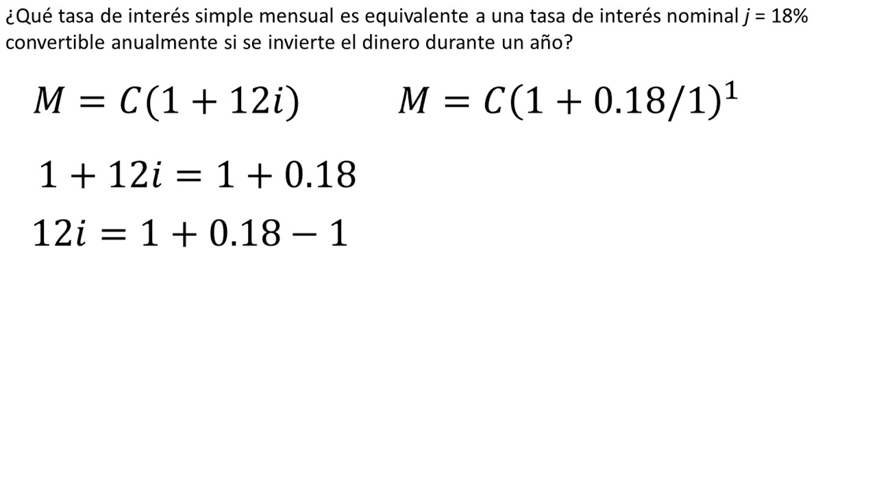 Tasas de interés nominales, efectivas y equivalentes | Ejemplo 5 - YouTube