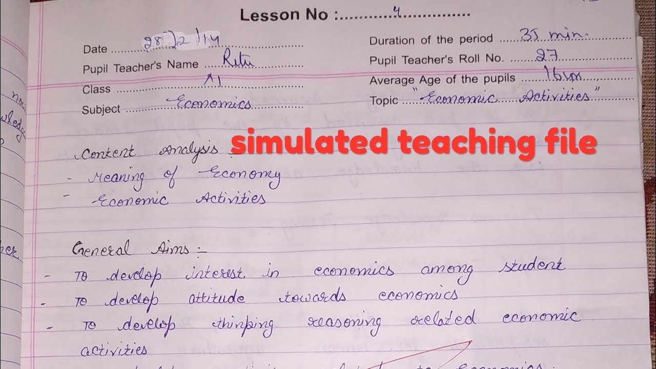 Simulated teaching lesson plan 4 teaching file economics Naveen Dahiya - YouTube
