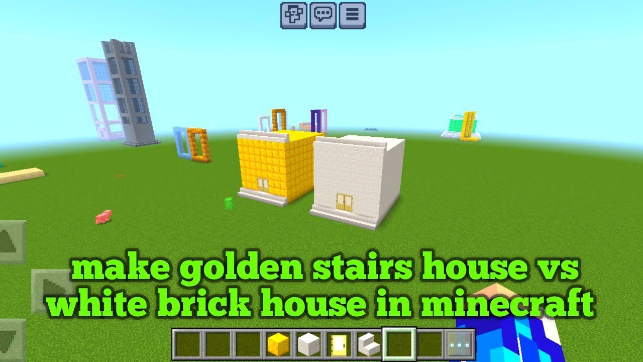 I,m crafts golden stairs house vs white brick house in minecraft - YouTube