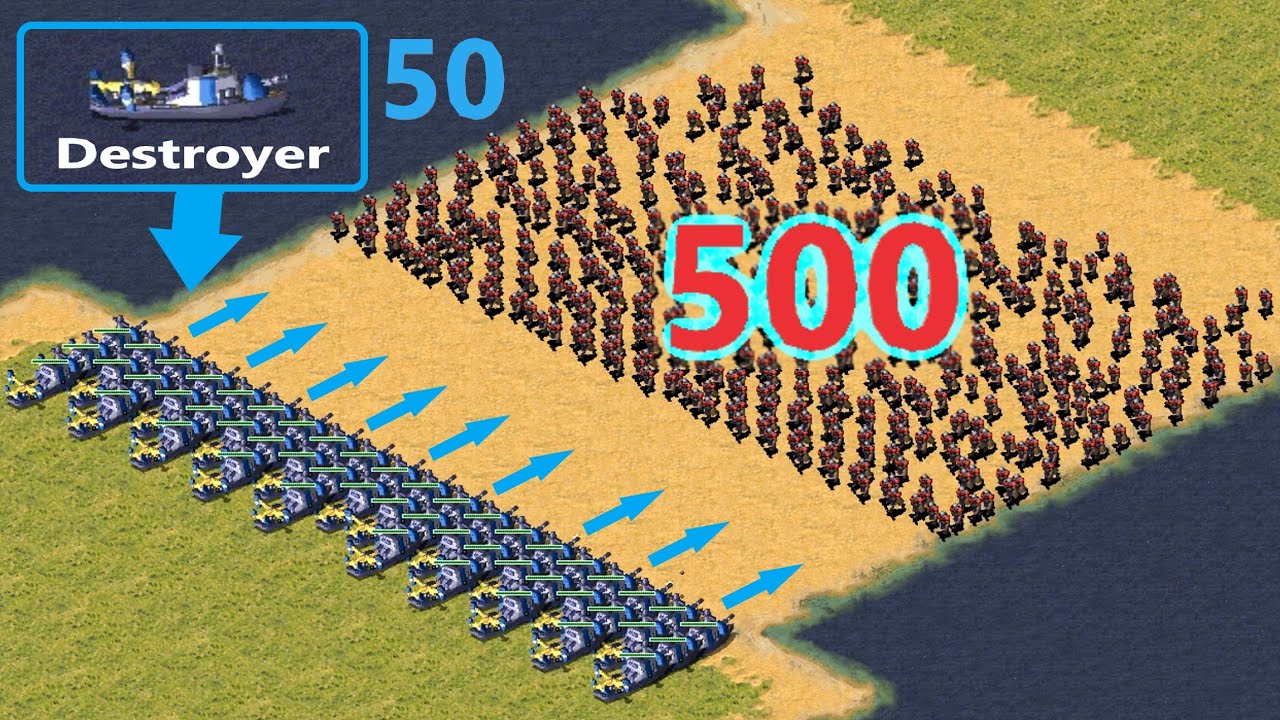 Destroyer vs Conscripts - Same Cost - Red Alert 2 - YouTube