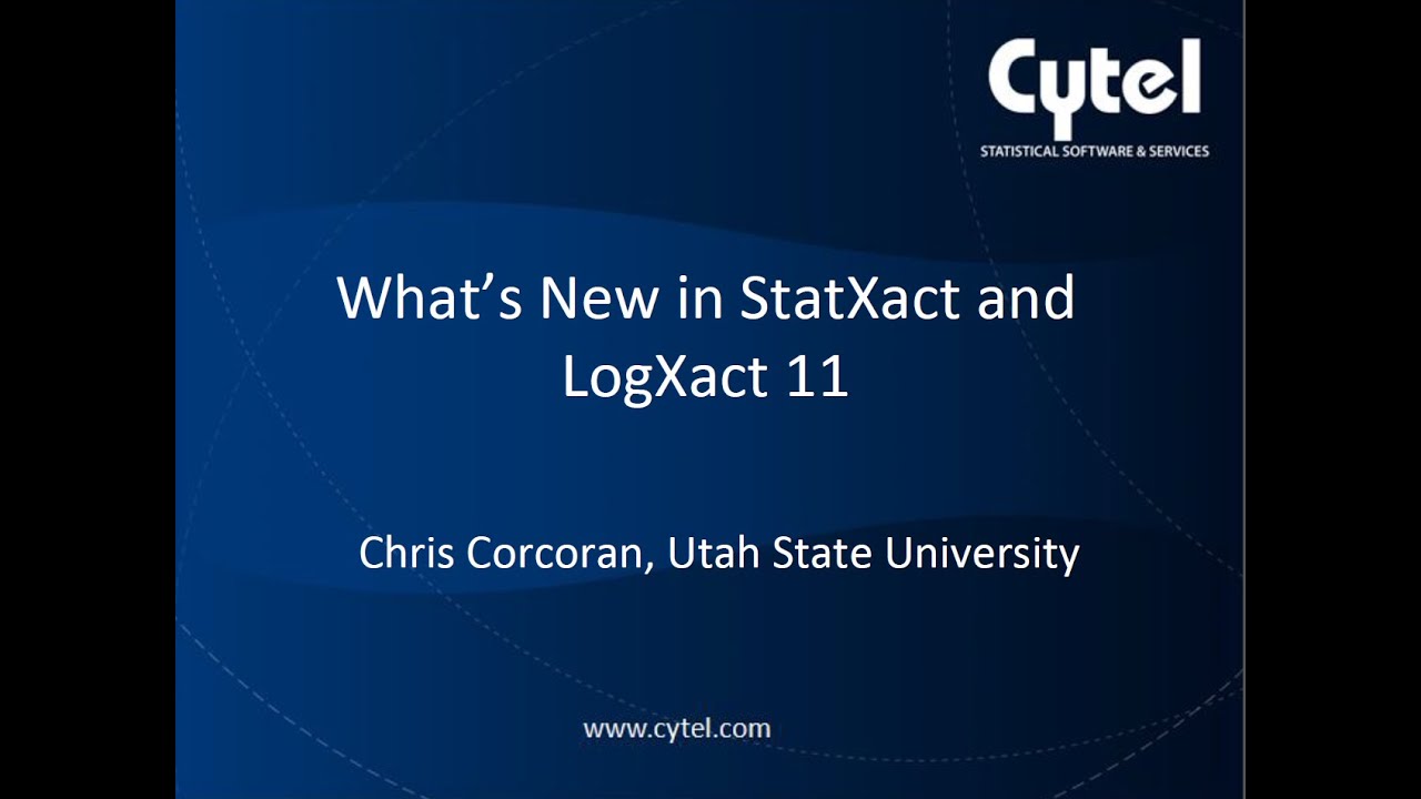 StatXact & LogXact 11 New Features Webinar (June 4, 2015) - YouTube