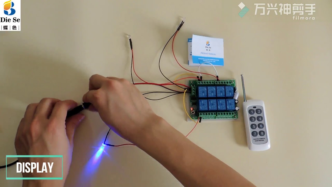 8 channels RF relay remote control display - YouTube
