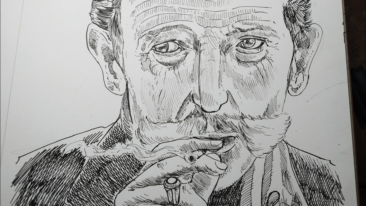 Live Drawing Gambar orang tua ngudud | Draw Old man smoking live - YouTube