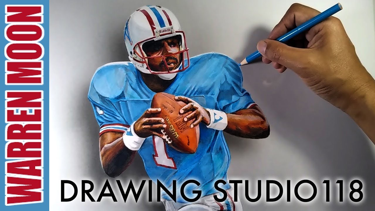 Drawing Warren Moon NFL SuperStars | Drawing Studio 118 - YouTube