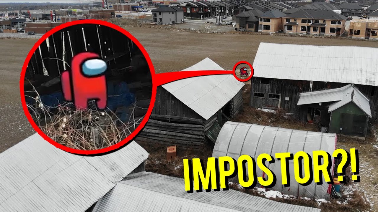 DRONE CATCHES IMPOSTOR FROM AMONG US AT ABANDONED HOUSE!! (HE CAME ...