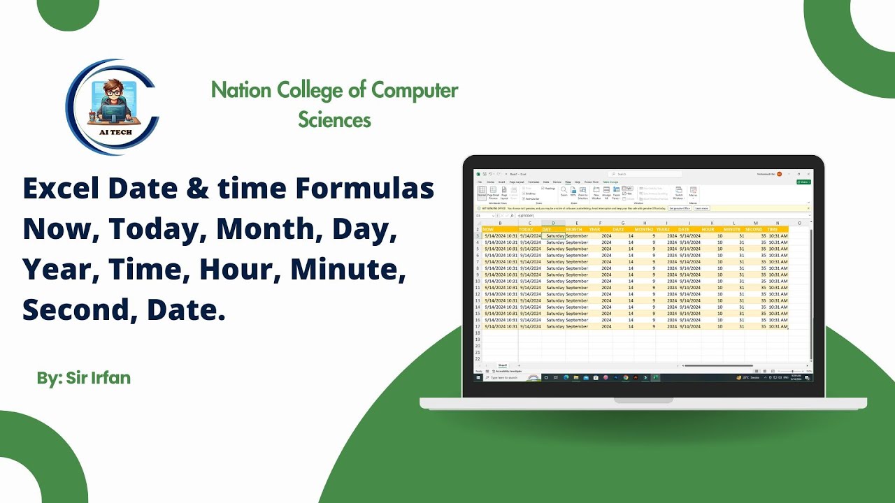 how to do Ten formulas of Date Time Day Month Year Minute Hour Second ...
