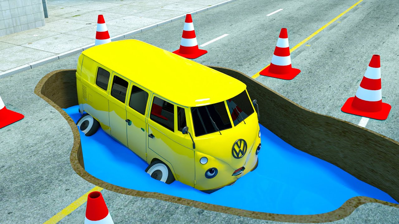 Wheels on the Bus - Big hole in the city center - Big cars and small ...