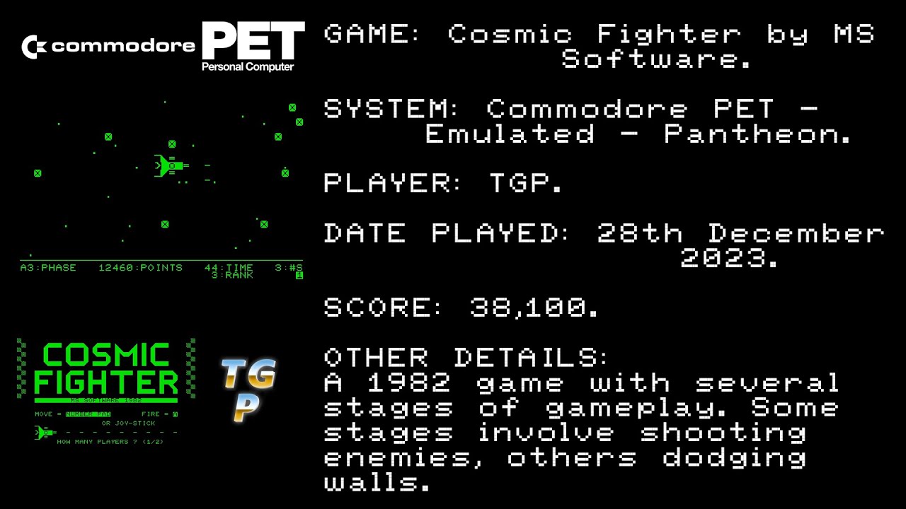 Cosmic Fighter - MS Software - Commodore PET (Emulated, Pantheon ...