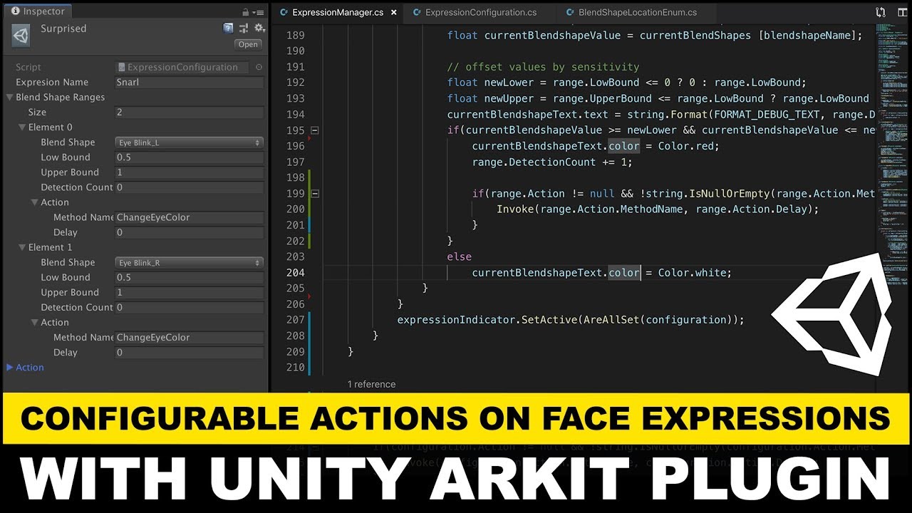 Unity3d ARKit Face Tracking and adding configurable actions post to ...