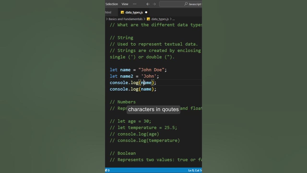 String Data Type In Javascript #JavaScript #JavaScriptTutorial - YouTube