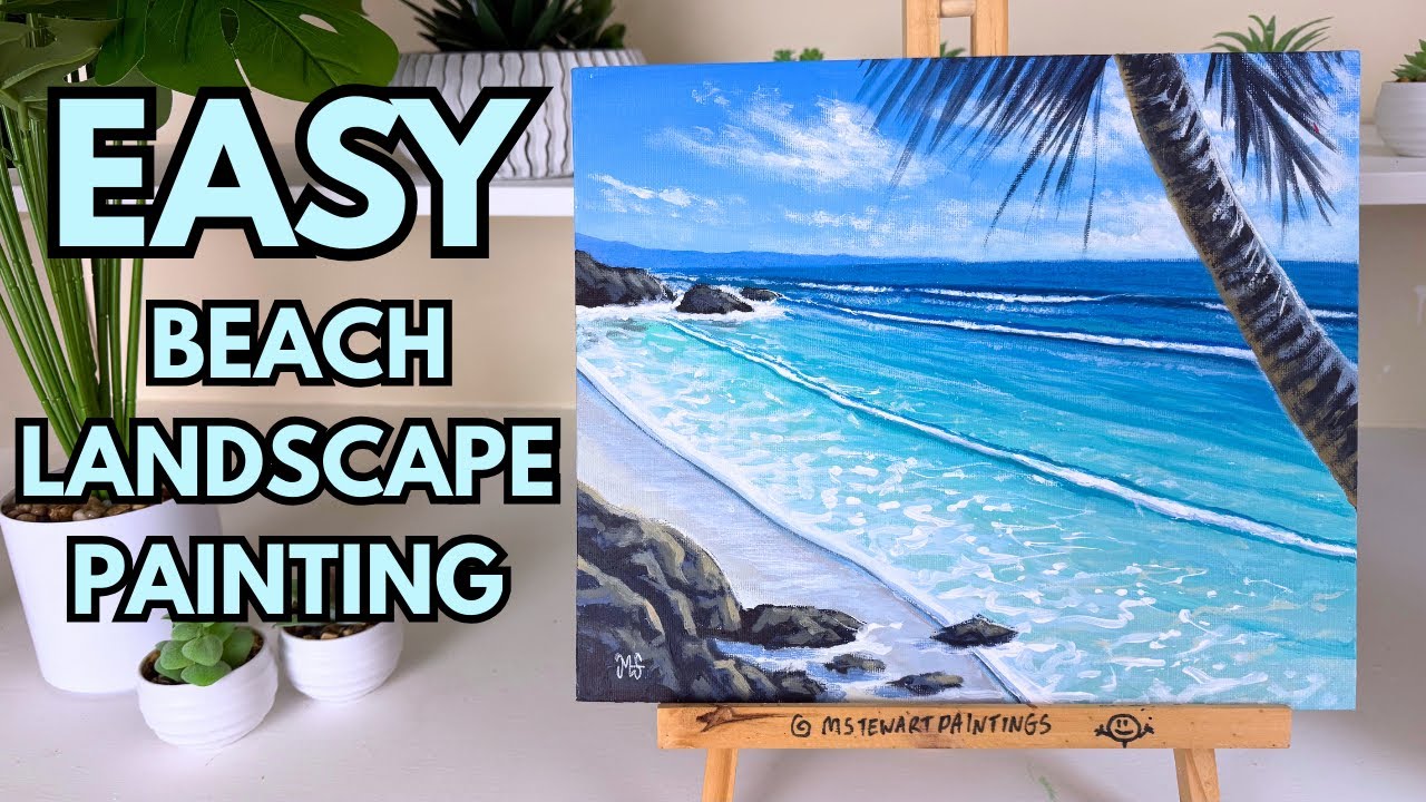 PAINT A REALISTIC BEACH (EASY!): Beach Painting Tutorial For Beginners/ Mid-Level - Acrylic ...