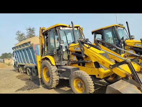 JCB 3DX Unloading from Truck and Pipeline dig Installation and ...