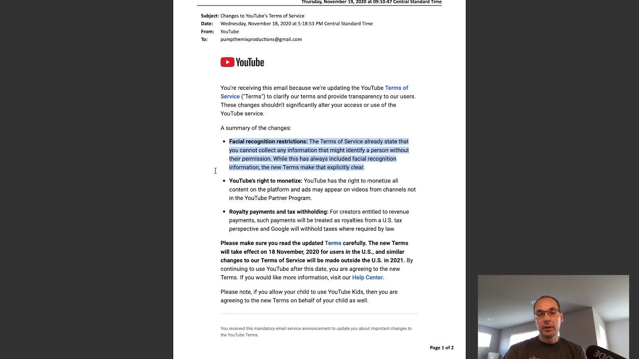 Facial Recognition - Updated YouTube Terms of Service - YouTube