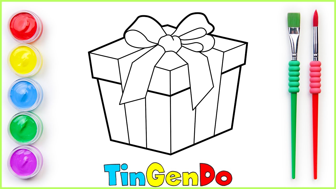 Let’s paint a great gift. We draw and paint a gift, then we decorate it ...