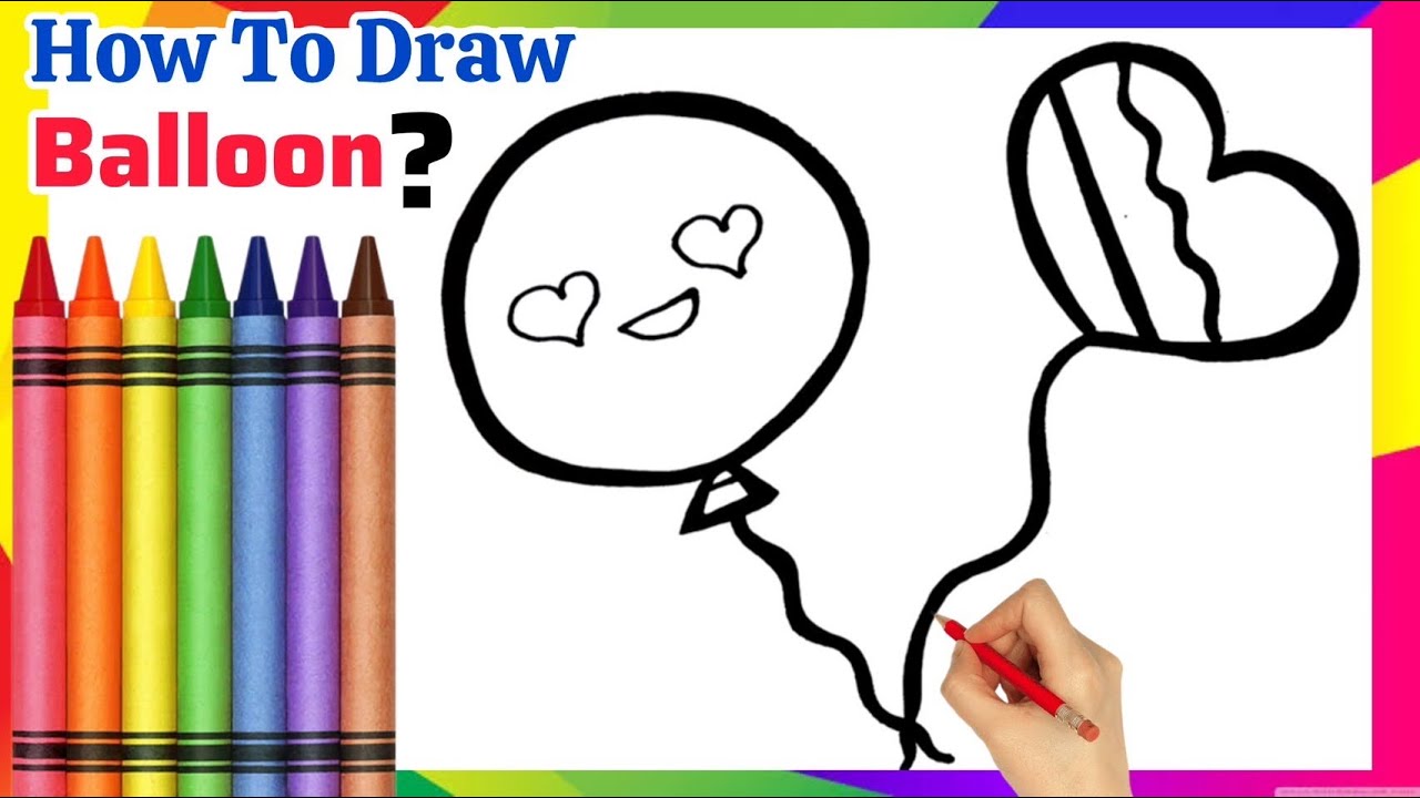 How to draw balloon for kids || balloon drawing || Drawing for children ...