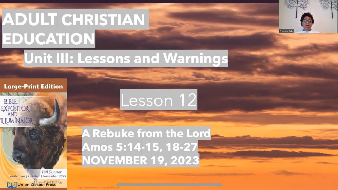 Lesson 12- A Rebuke from the Lord- November 19, 2023 - YouTube