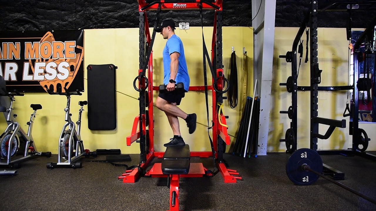 DB Crossover Step Up to Hip Flexion - YouTube